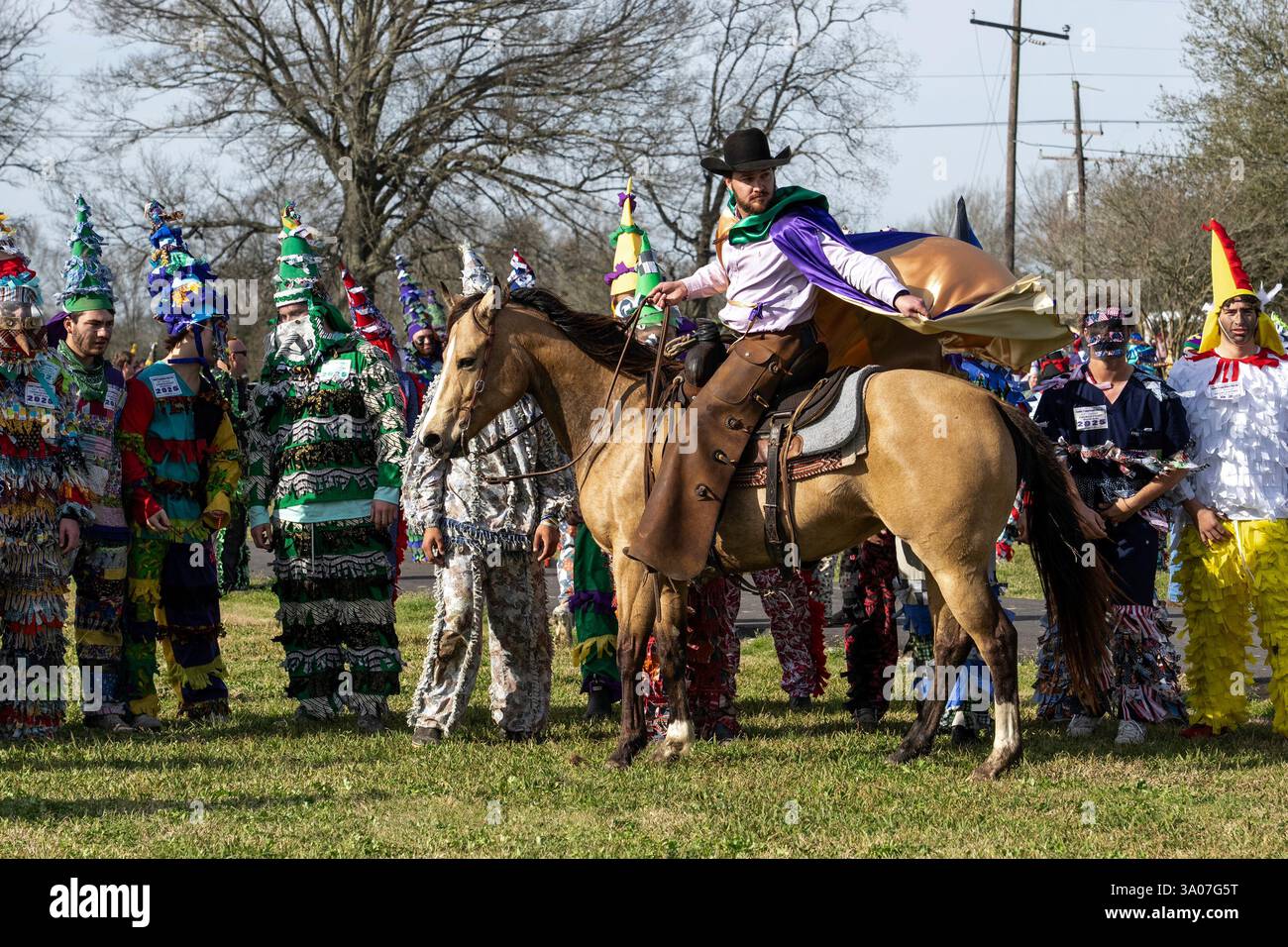 Parade participants are seen during the Church Point Courir de Mardi ...