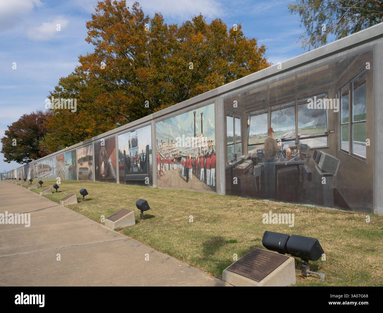 Handpainted Dafford Murals on the floodwall in Paducah, Kentucky. The ...