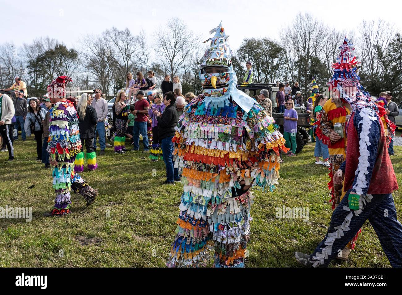 Parade participants are seen during the Church Point Courir de Mardi ...