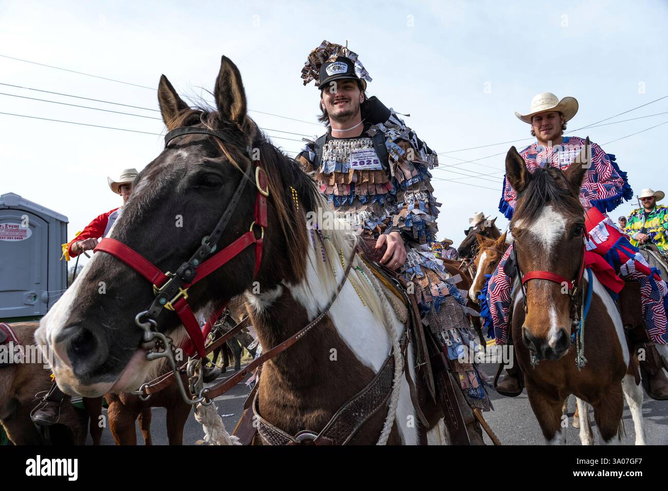 Parade participants are seen during the Church Point Courir de Mardi ...