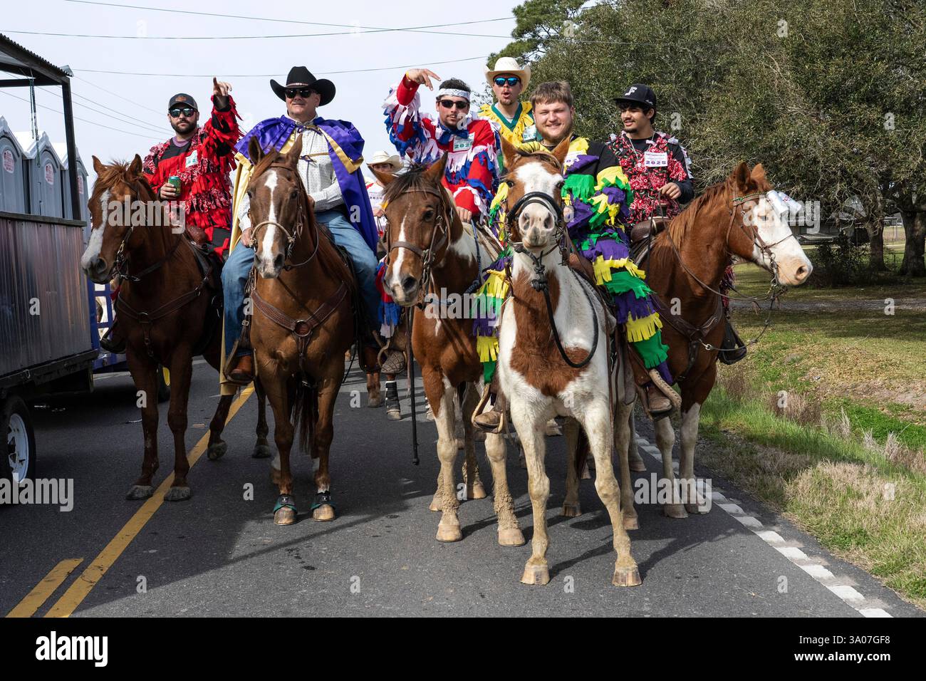 Parade participants are seen during the Church Point Courir de Mardi ...