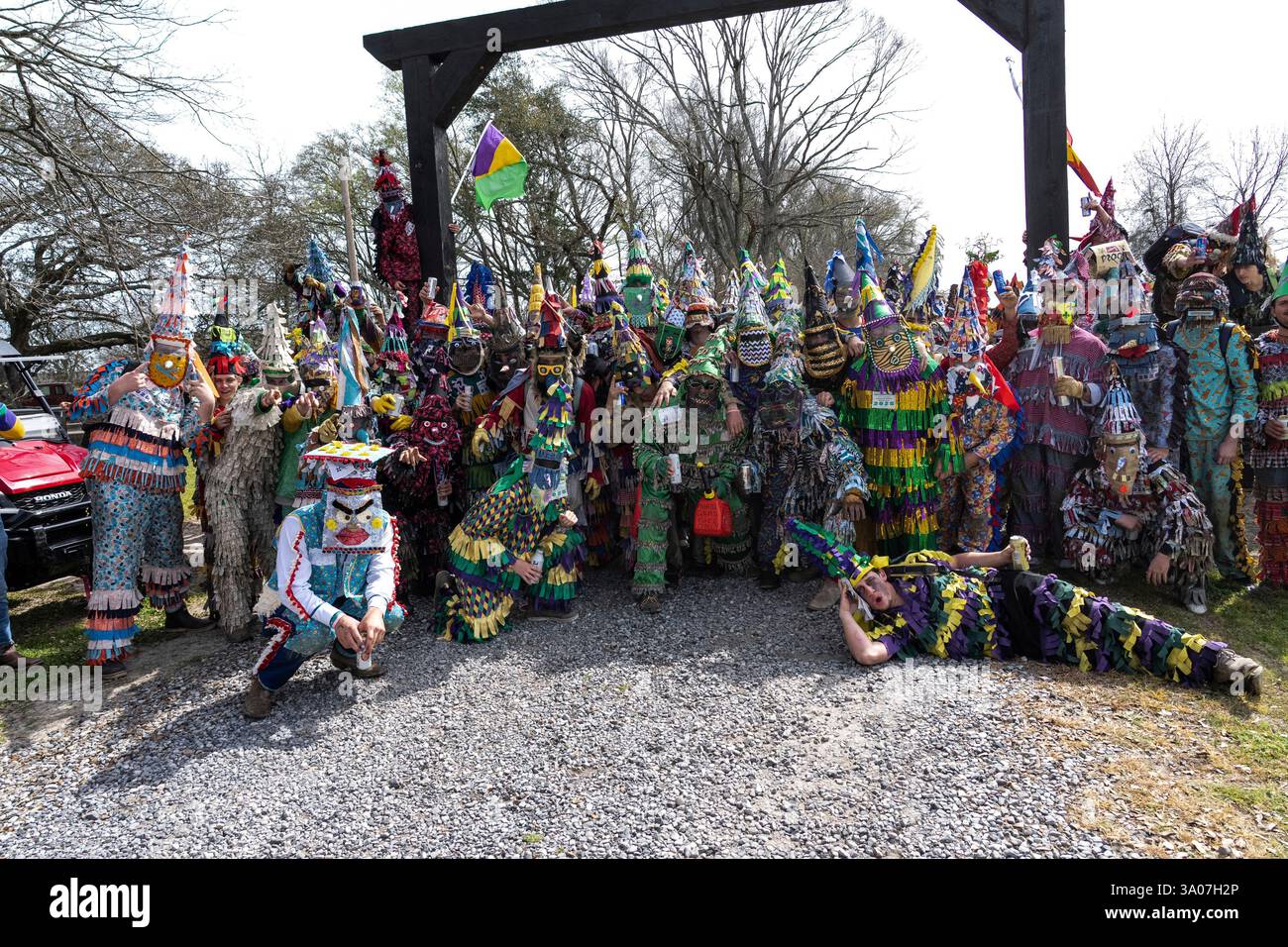 Parade participants are seen during the Church Point Courir de Mardi ...