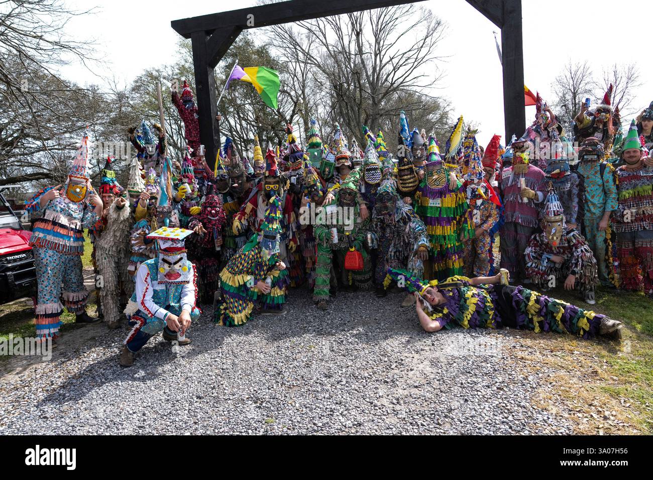 Parade participants are seen during the Church Point Courir de Mardi ...