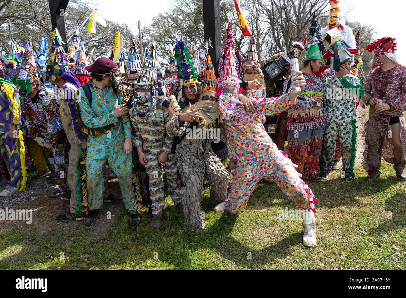 Parade participants are seen during the Church Point Courir de Mardi ...