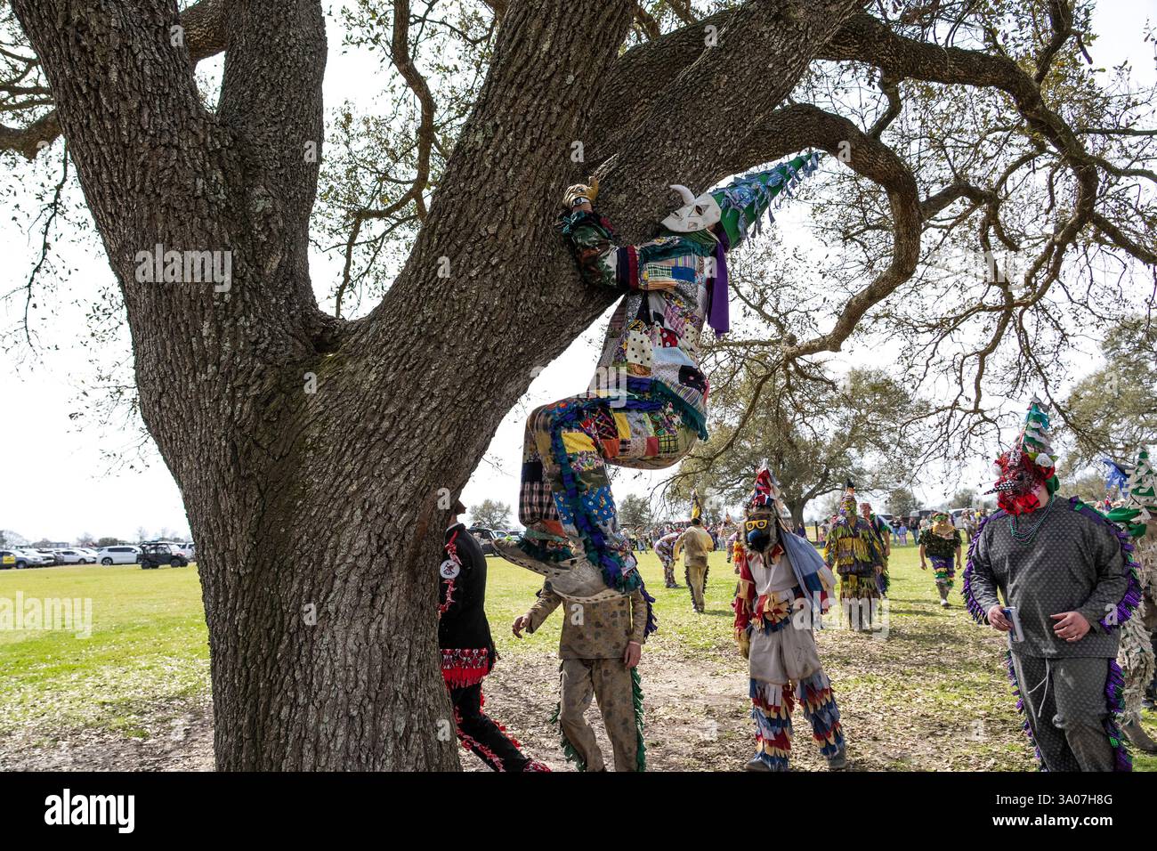Parade participants are seen during the Church Point Courir de Mardi ...