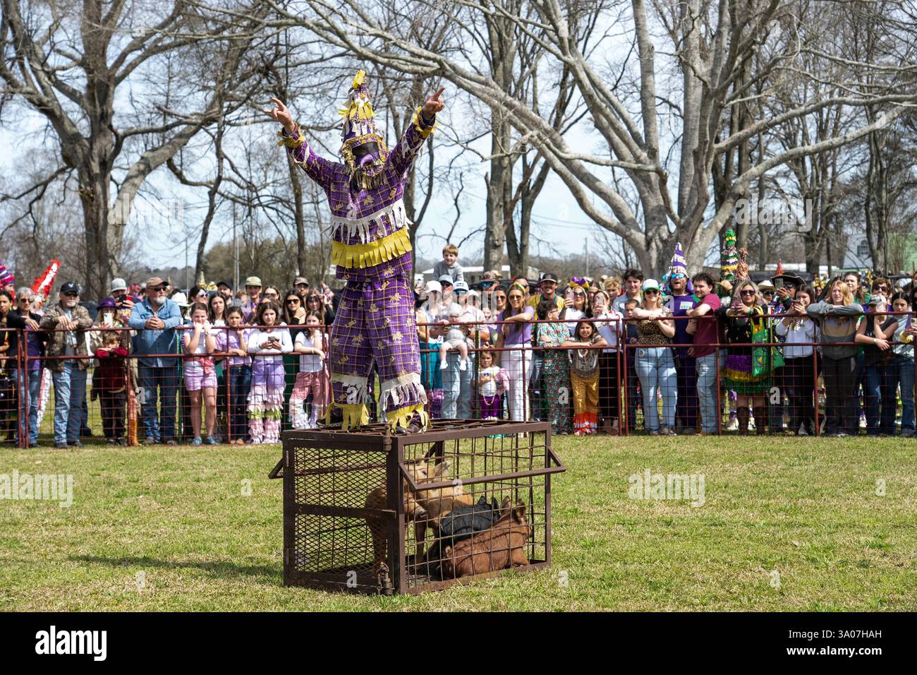 Parade participants are seen during the Church Point Courir de Mardi ...