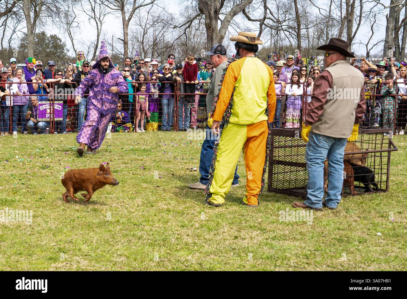 Parade participants are seen during the Church Point Courir de Mardi ...