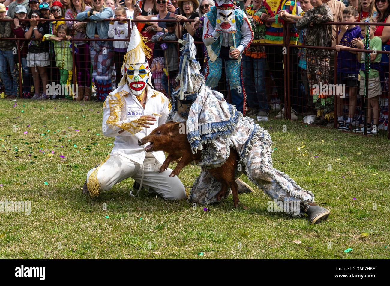 Parade participants are seen during the Church Point Courir de Mardi ...