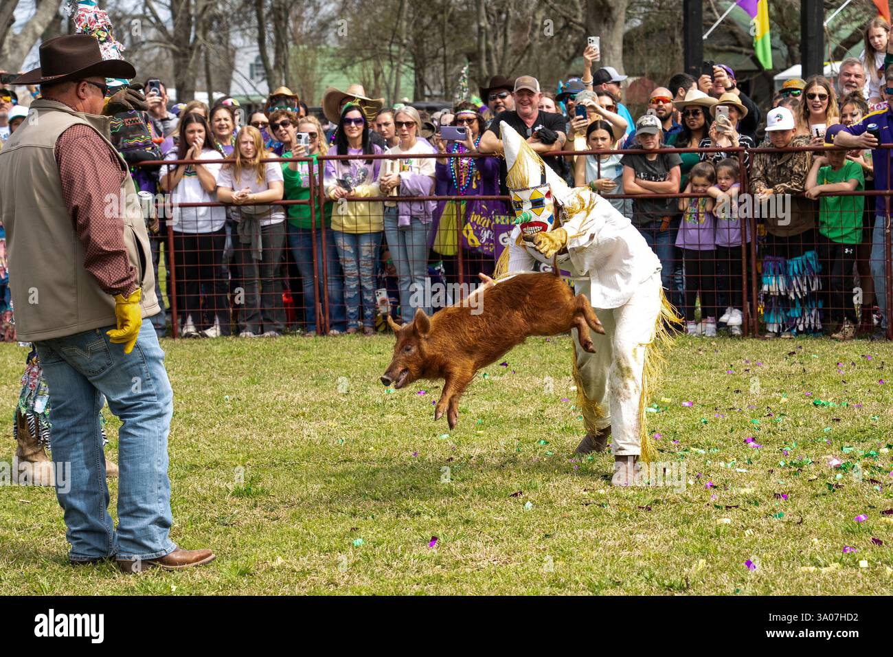 Parade participants are seen during the Church Point Courir de Mardi ...
