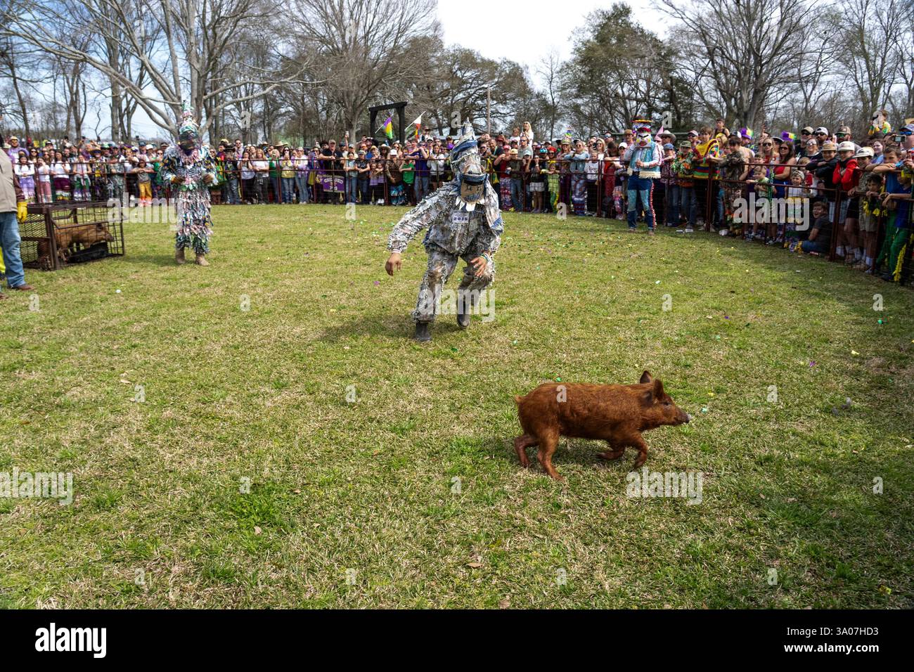 Parade participants are seen during the Church Point Courir de Mardi ...