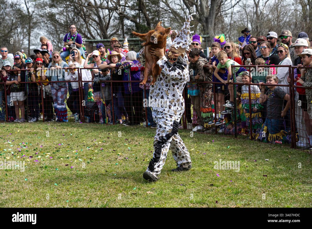 Parade participants are seen during the Church Point Courir de Mardi ...