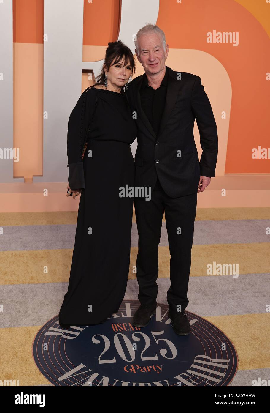 Patty Smyth, John McEnroe attends the 2025 Vanity Fair Oscar Party at ...