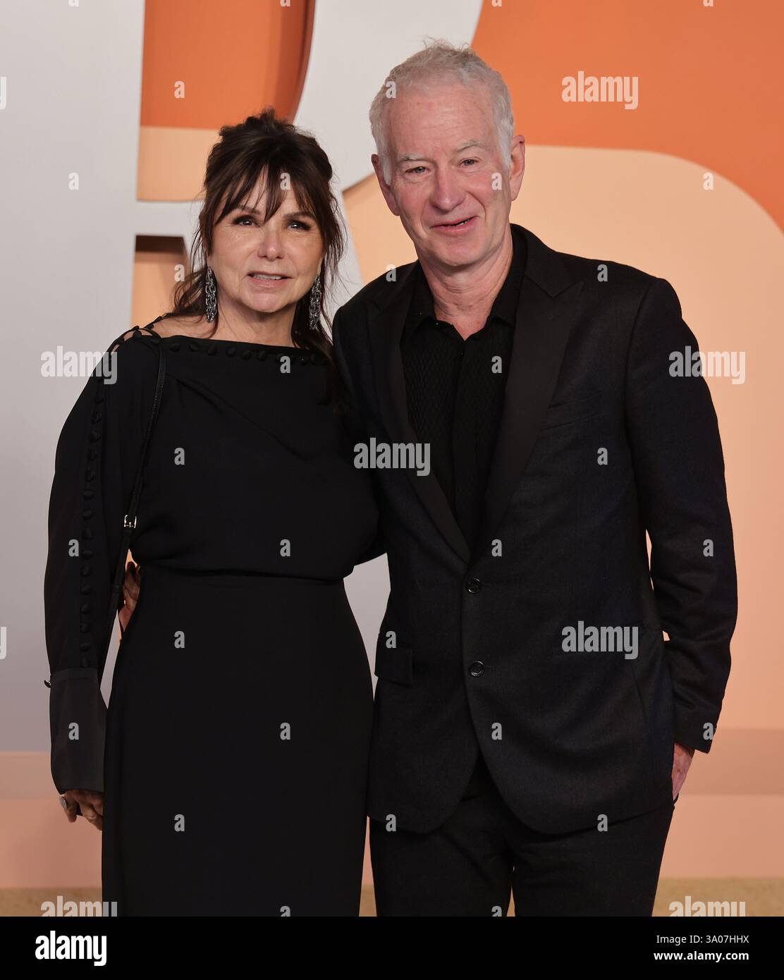 Patty Smyth, John McEnroe attends the 2025 Vanity Fair Oscar Party at ...