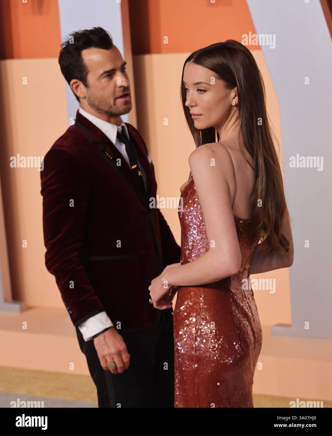 Nicole Brydon Bloom, Justin Theroux attends the 2025 Vanity Fair Oscar ...