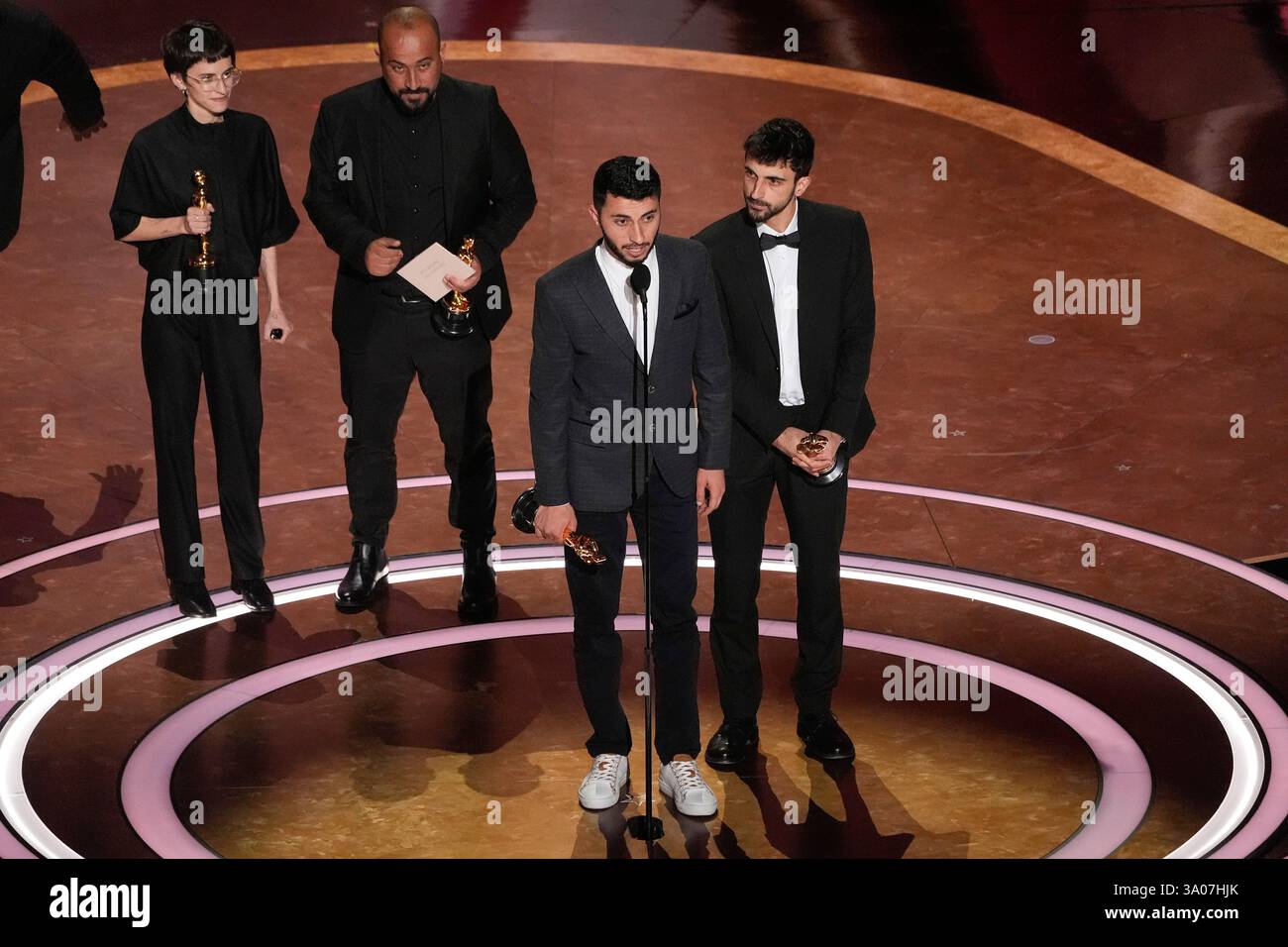 Rachel Szor, from left, Hamdan Ballal, Basel Adra, and Yuval Abraham ...