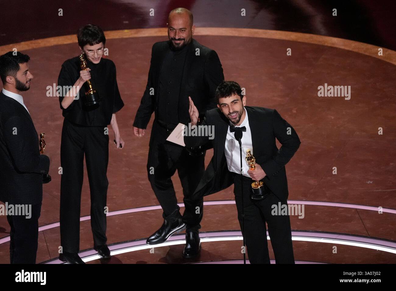 Basel Adra, from left, Rachel Szor, Hamdan Ballal, and Yuval Abraham ...