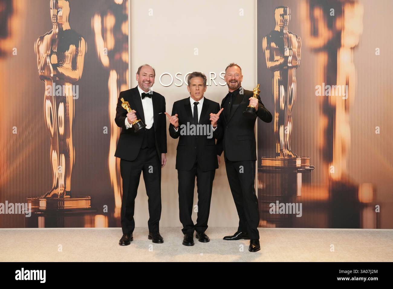 Nathan Crowley, left, and Lee Sandales, right, winners of the award for ...