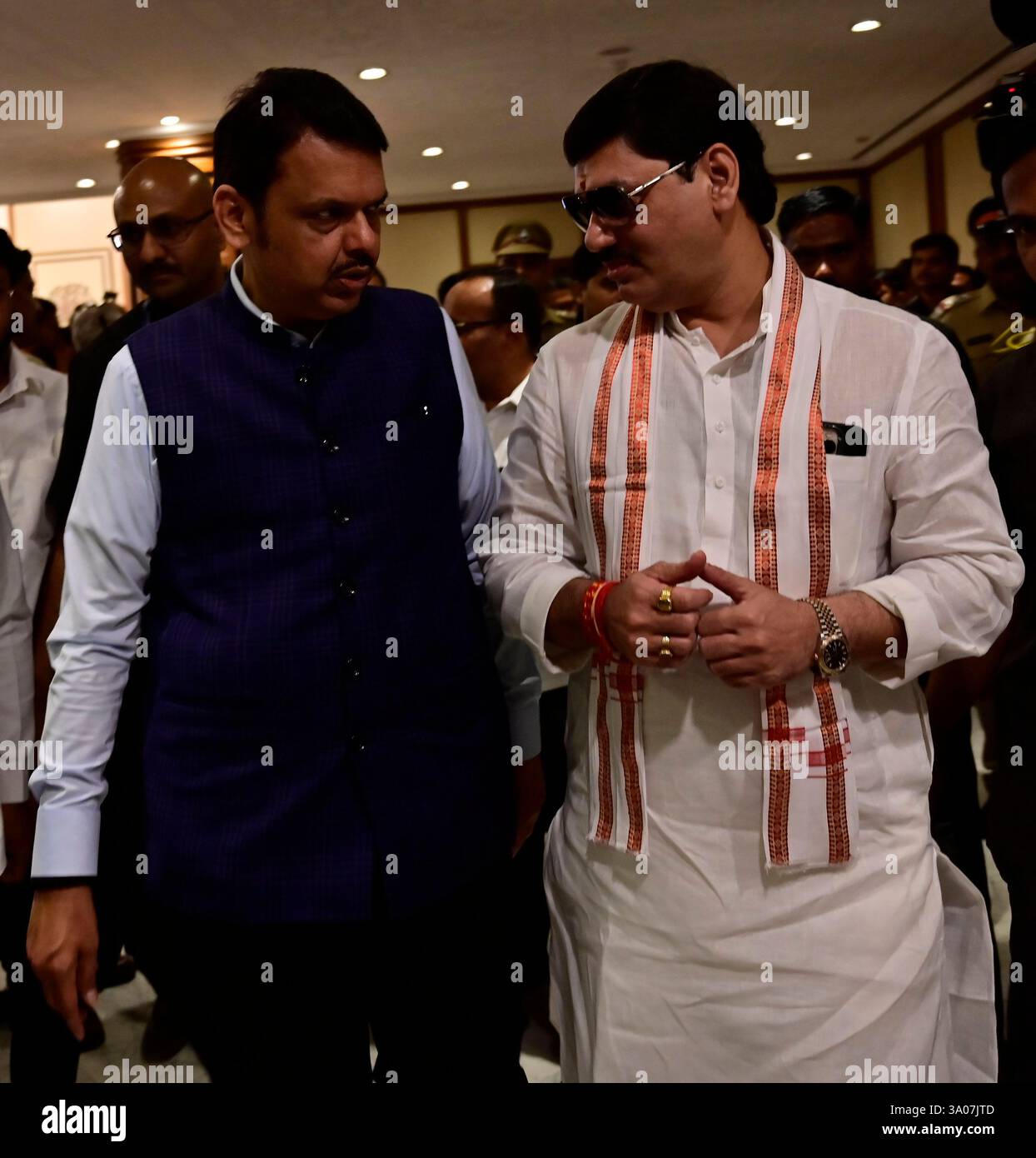 MUMBAI, INDIA - MARCH 2: CM Devendra Fadnavis interacts with Dhanajay ...