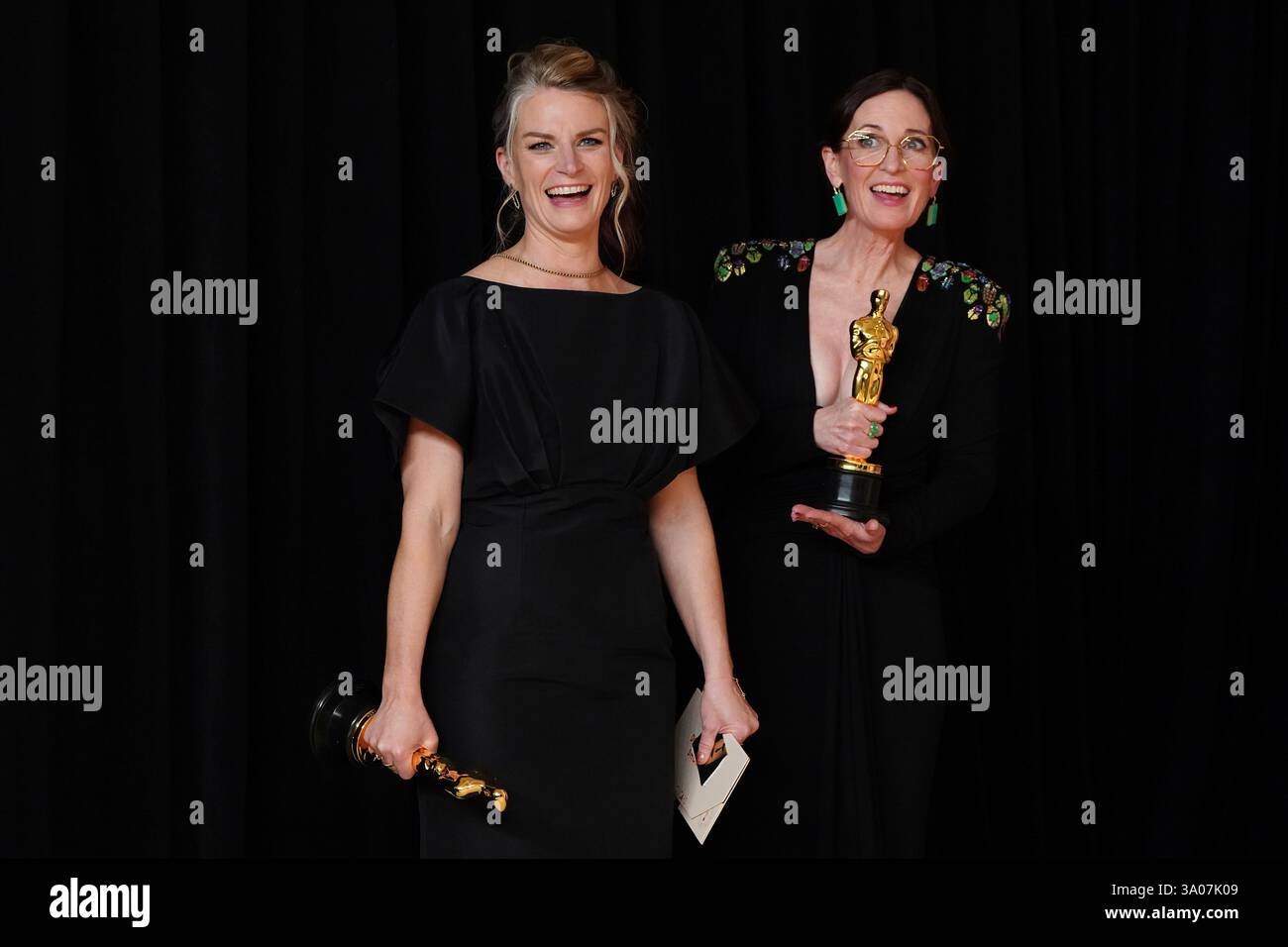 Lisa Remington, left, and Molly O'Brien, winners of the award for best documentary short film ...