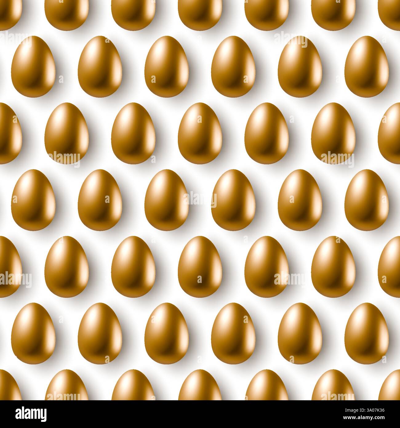 Golden eggs seamless pattern isolated on white background. 3d realistic ...