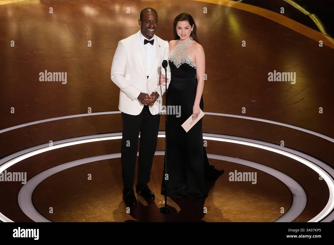 Sterling K. Brown, left, and Ana de Armas presents the award for best live action short film ...