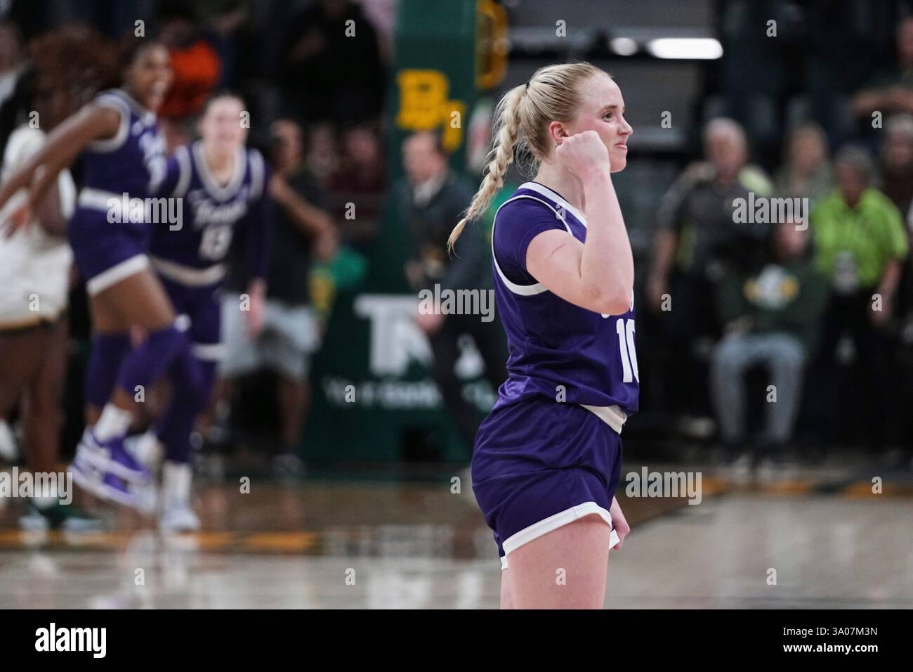 TCU's Hailey Van Lith celebrates after her team's win over Baylor in an ...