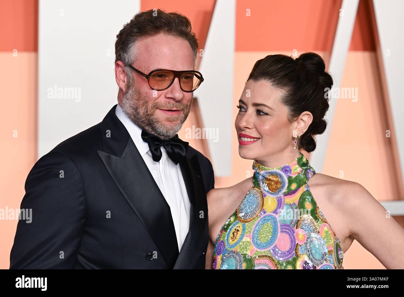 Los Angeles, USA. March 2nd, 2025. Seth Rogan and Lauren Miller ...