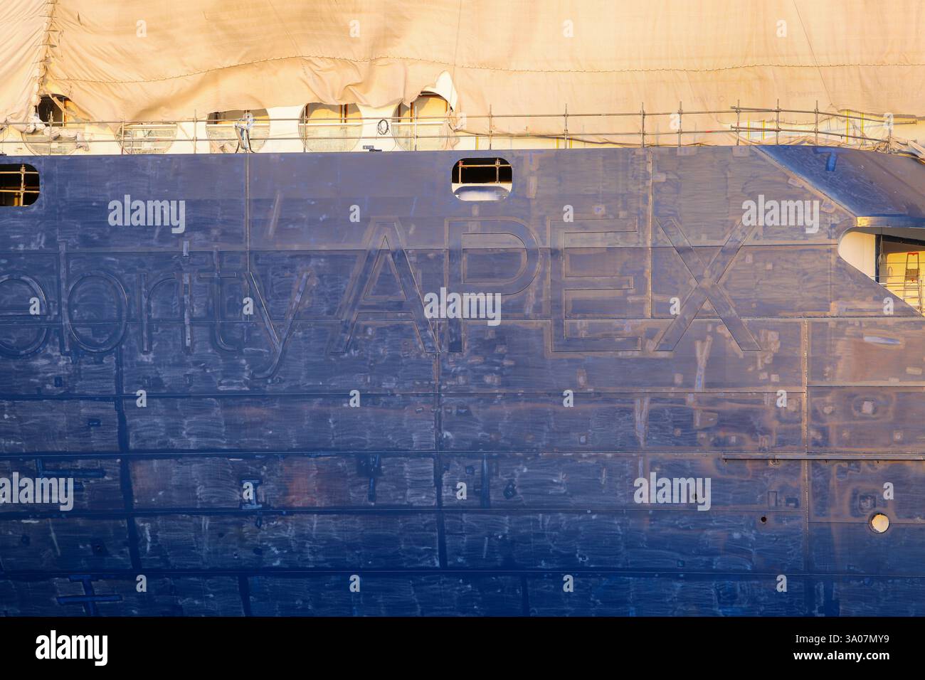 The huge cruise ship CELEBRITY APEX while in construction at Chantiers ...