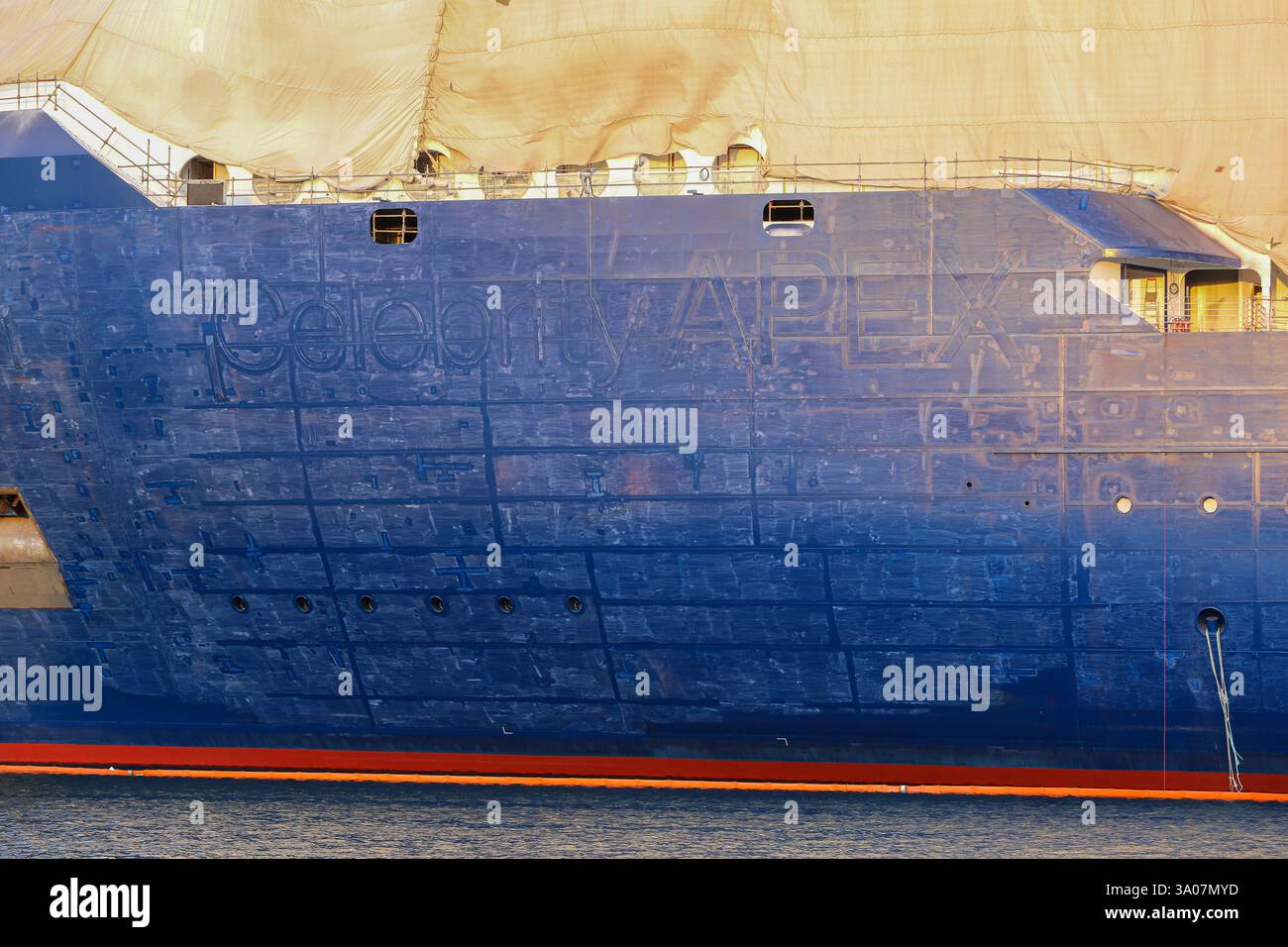 The huge cruise ship CELEBRITY APEX while in construction at Chantiers ...