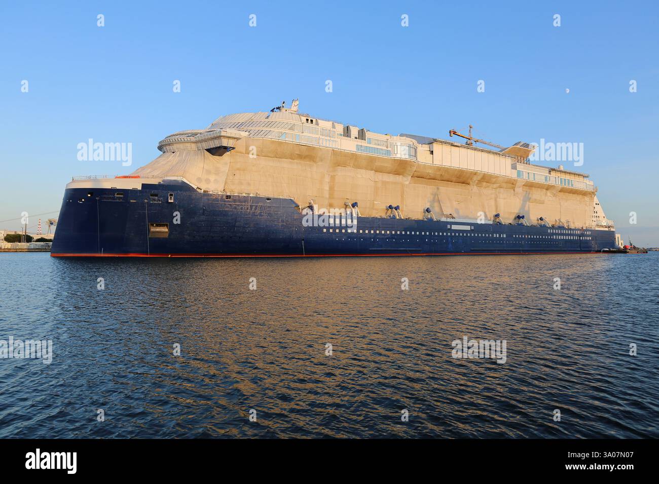 The huge cruise ship CELEBRITY APEX while in construction at Chantiers ...