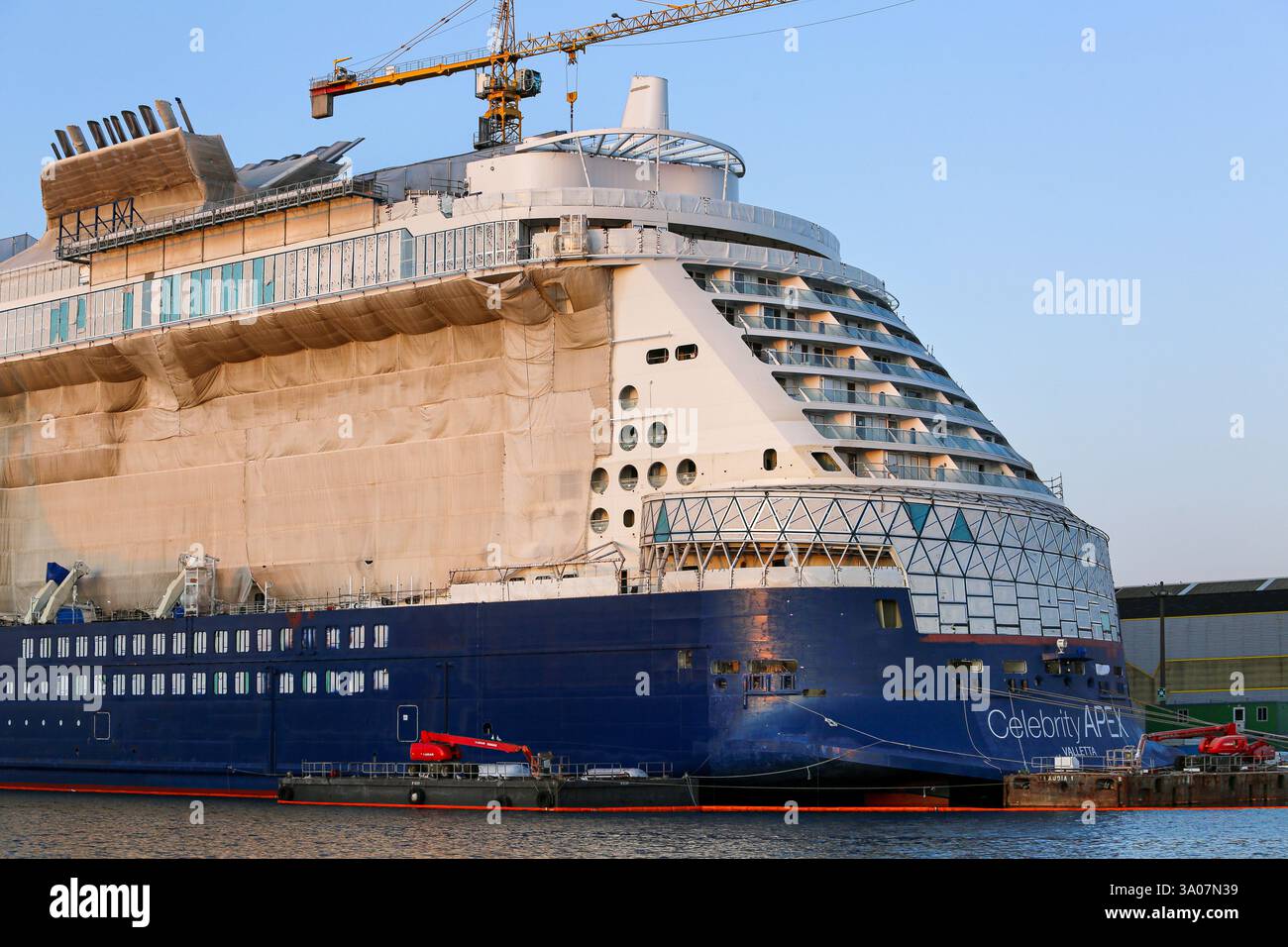 The huge cruise ship CELEBRITY APEX while in construction at Chantiers ...