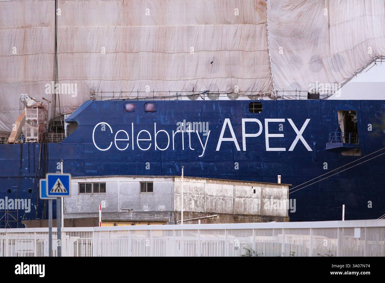 The huge cruise ship CELEBRITY APEX while in construction at Chantiers ...
