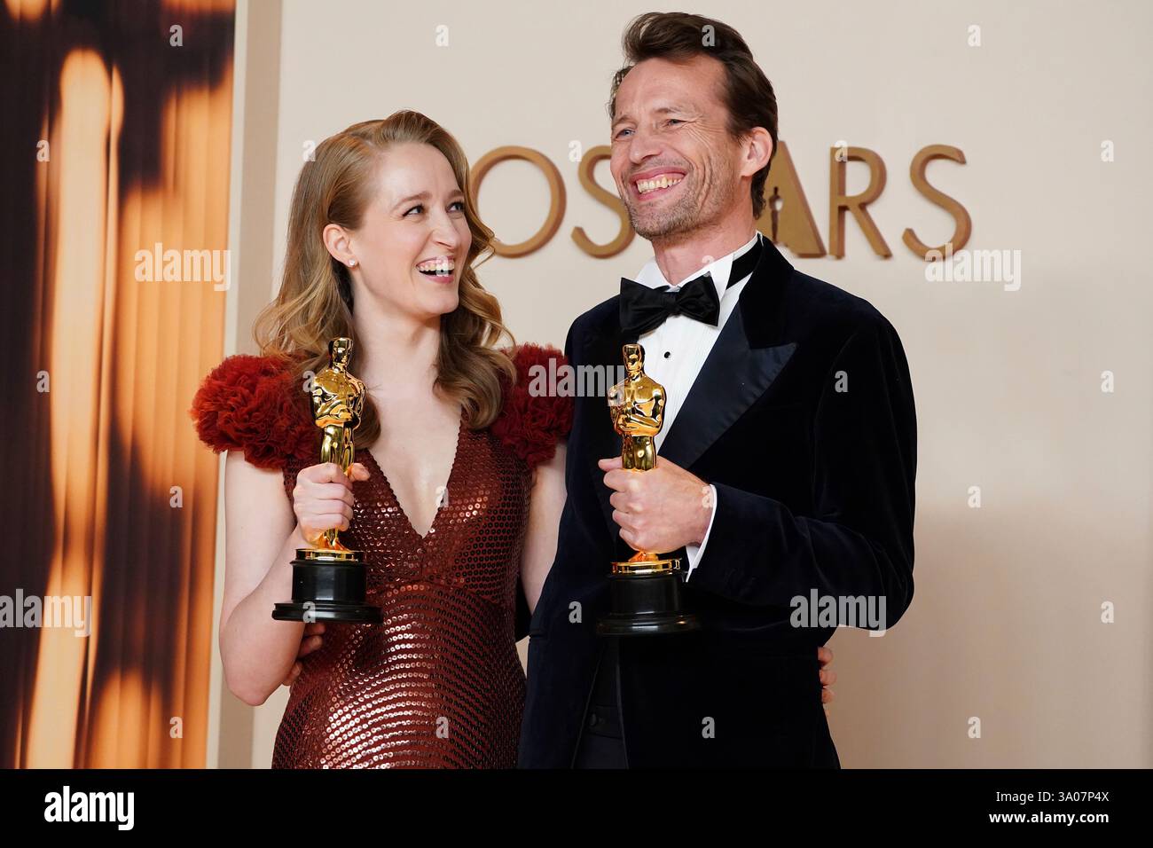 Victoria Warmerdam, left, and Trent, winners of the award for best live action short film for "I ...