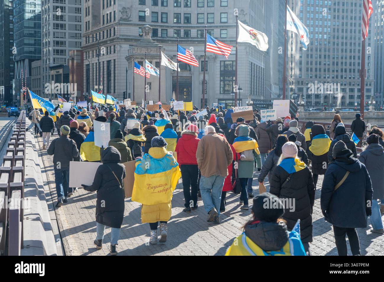 Chicago, Illinois 03-04-2025 Justice for Ukraine rally Stock Photo - Alamy