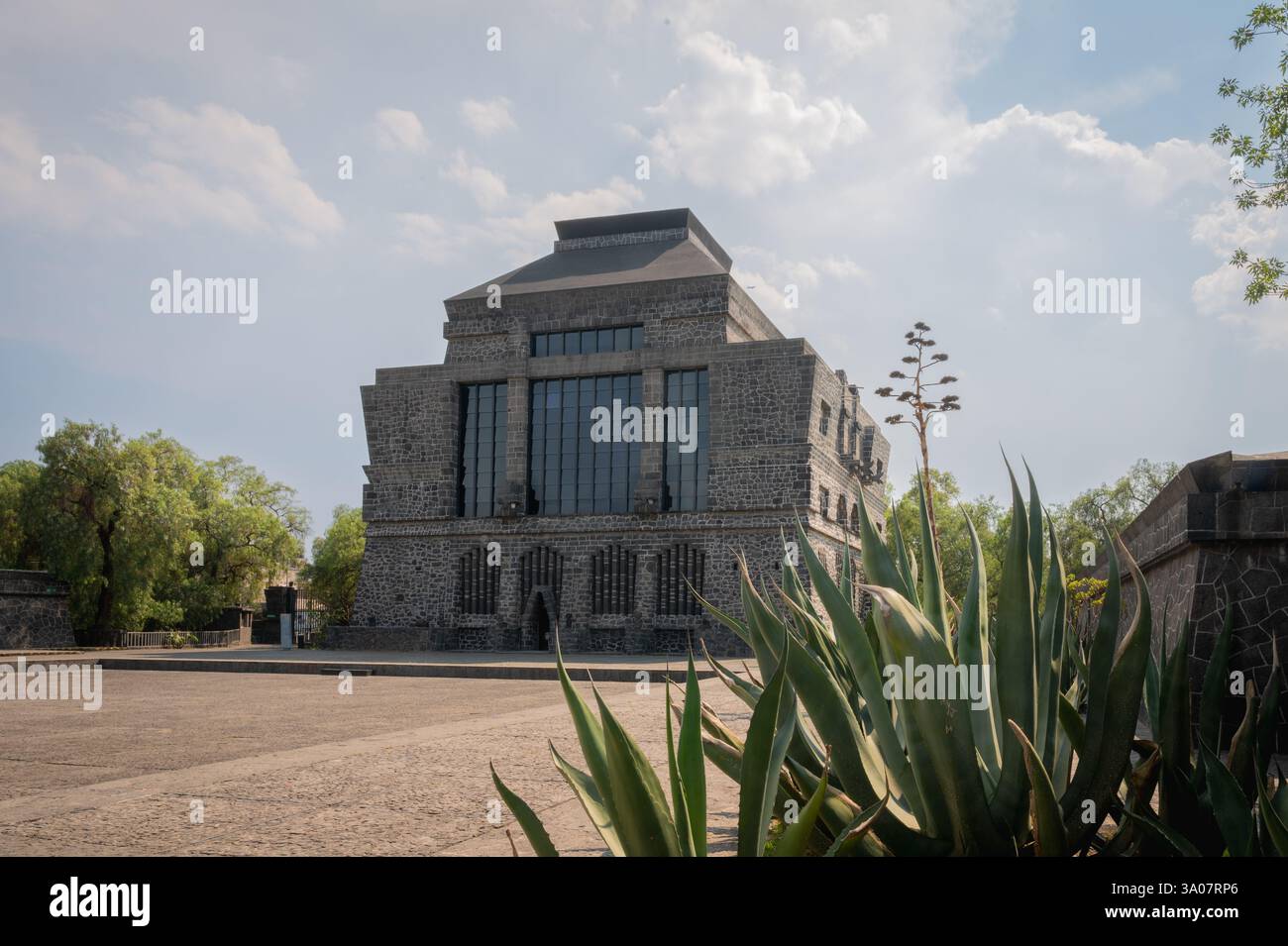 Daytime shot of the Anahuacalli in Mexico City, showcasing its imposing ...