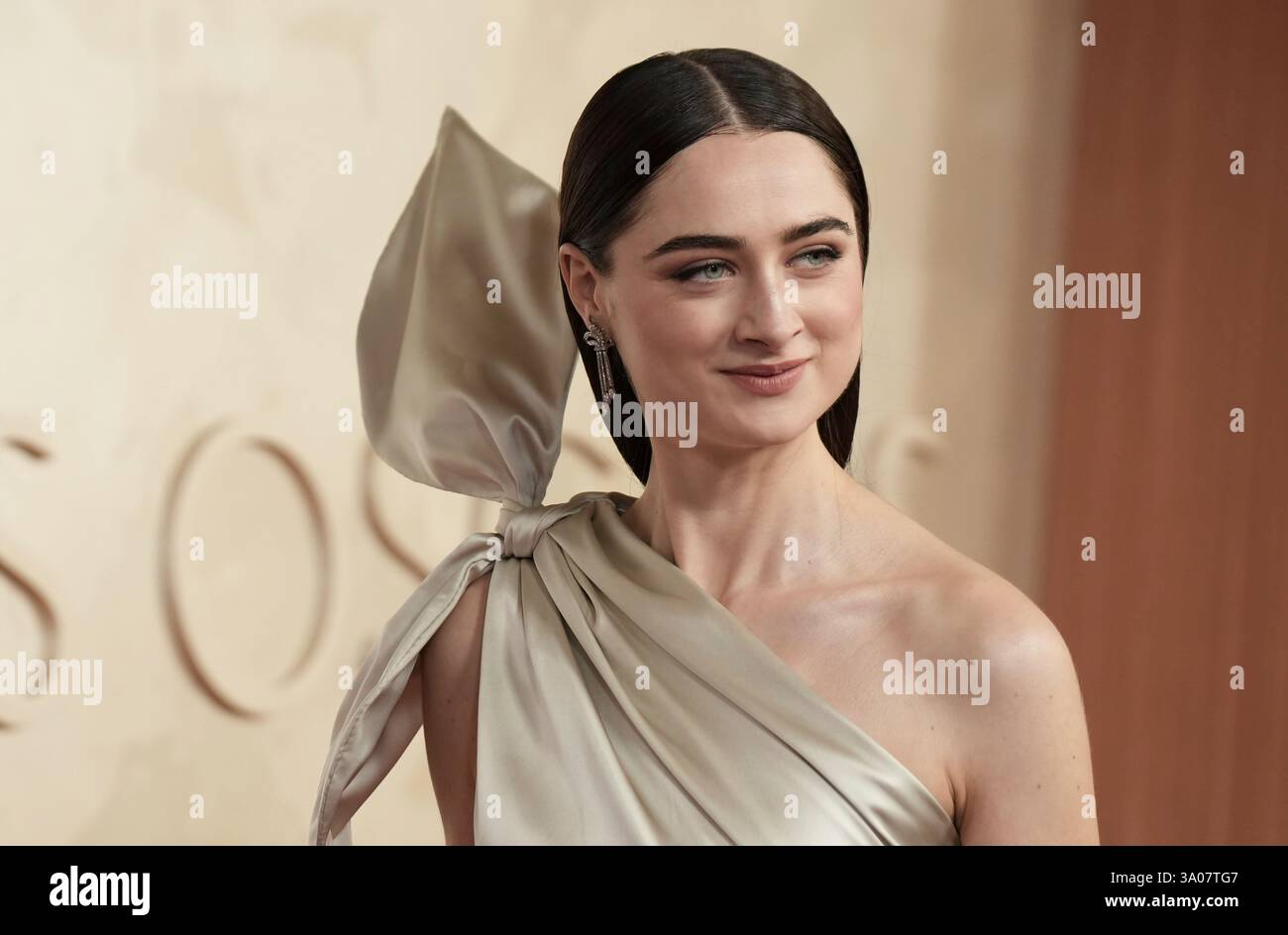 Raffey Cassidy arrives at the Oscars on Sunday, March 2, 2025, at the ...