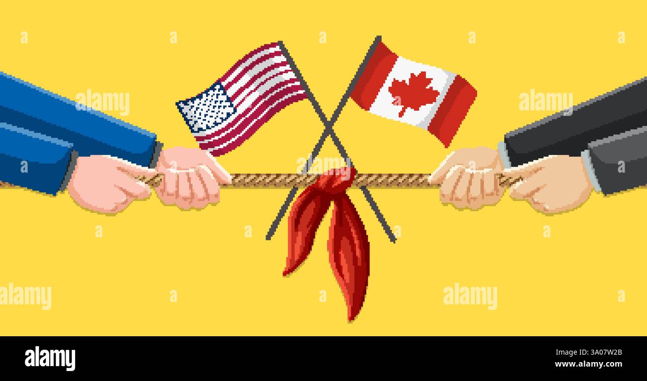 Illustration of trade conflict between USA and Canada Stock Vector ...