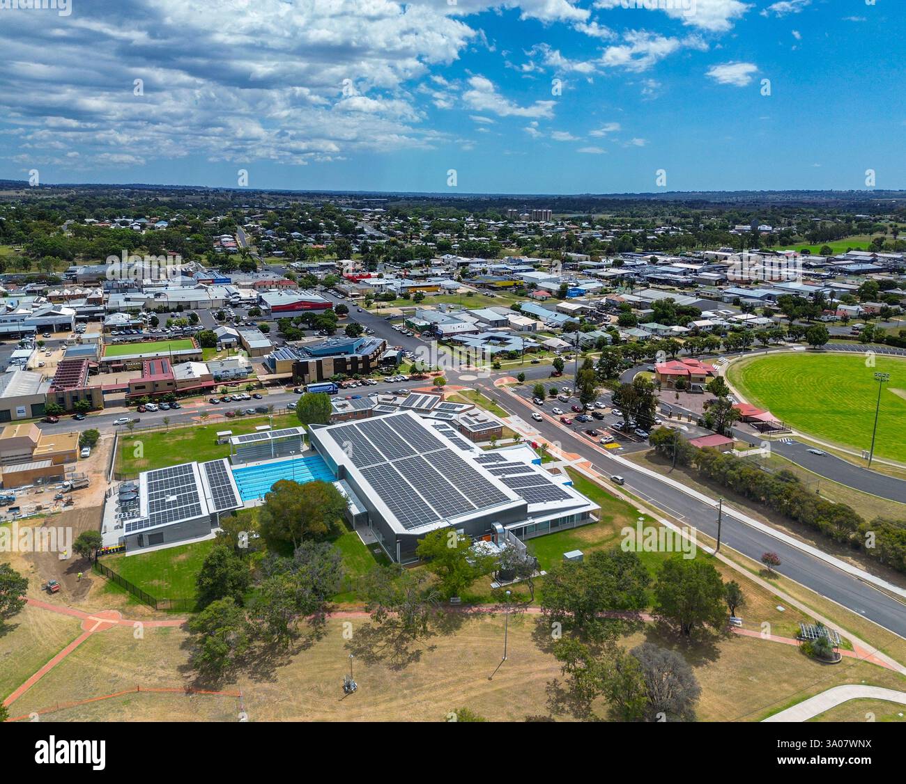 Aerial view of Inverell, New South Wales, Australia, showing the new ...