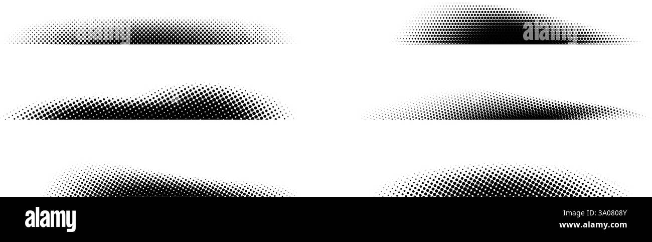 Halftone shadow set. Black dotted gradient stripe collection ...