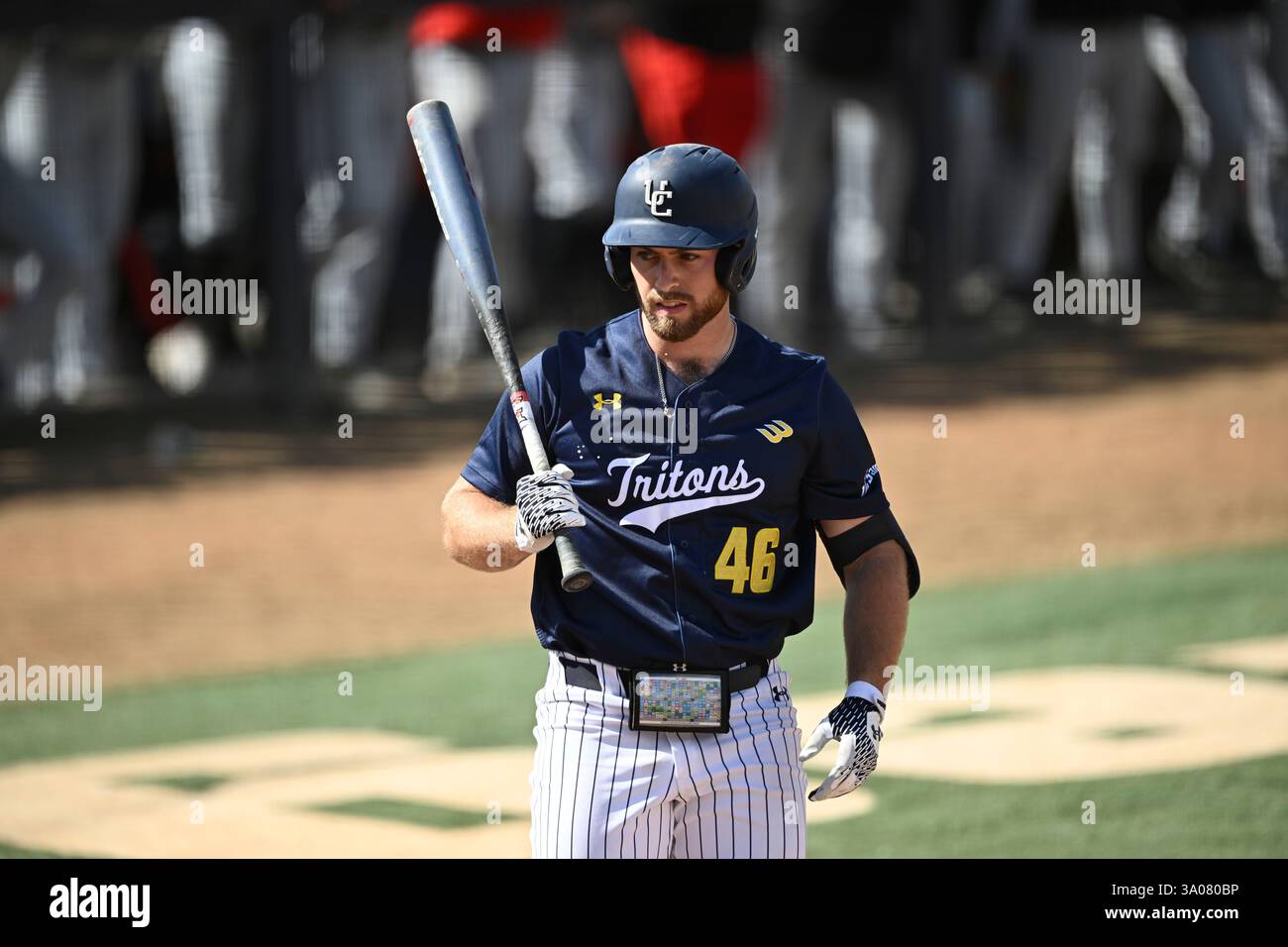 UC San Diego's Michael Crossland (46) plays during an NCAA baseball ...