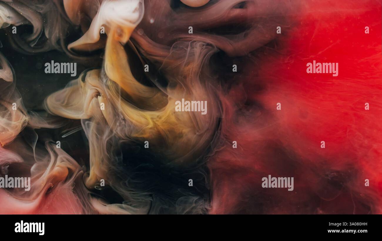 Pigment splash. Fume paint explosion. Black vapor stream swirl mix ...