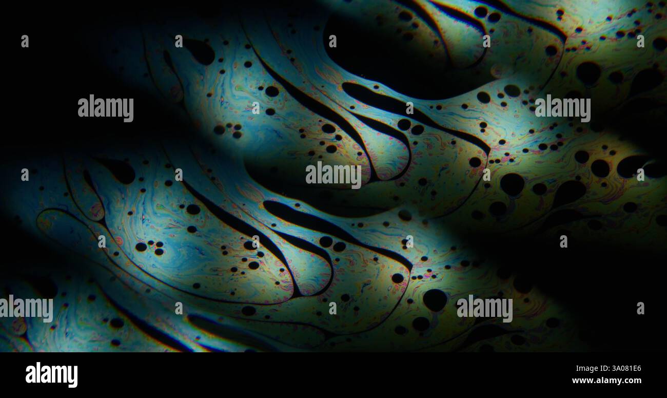 Art flow. Multicolor paint. Spectrum petrol droplet stream clone spill ...