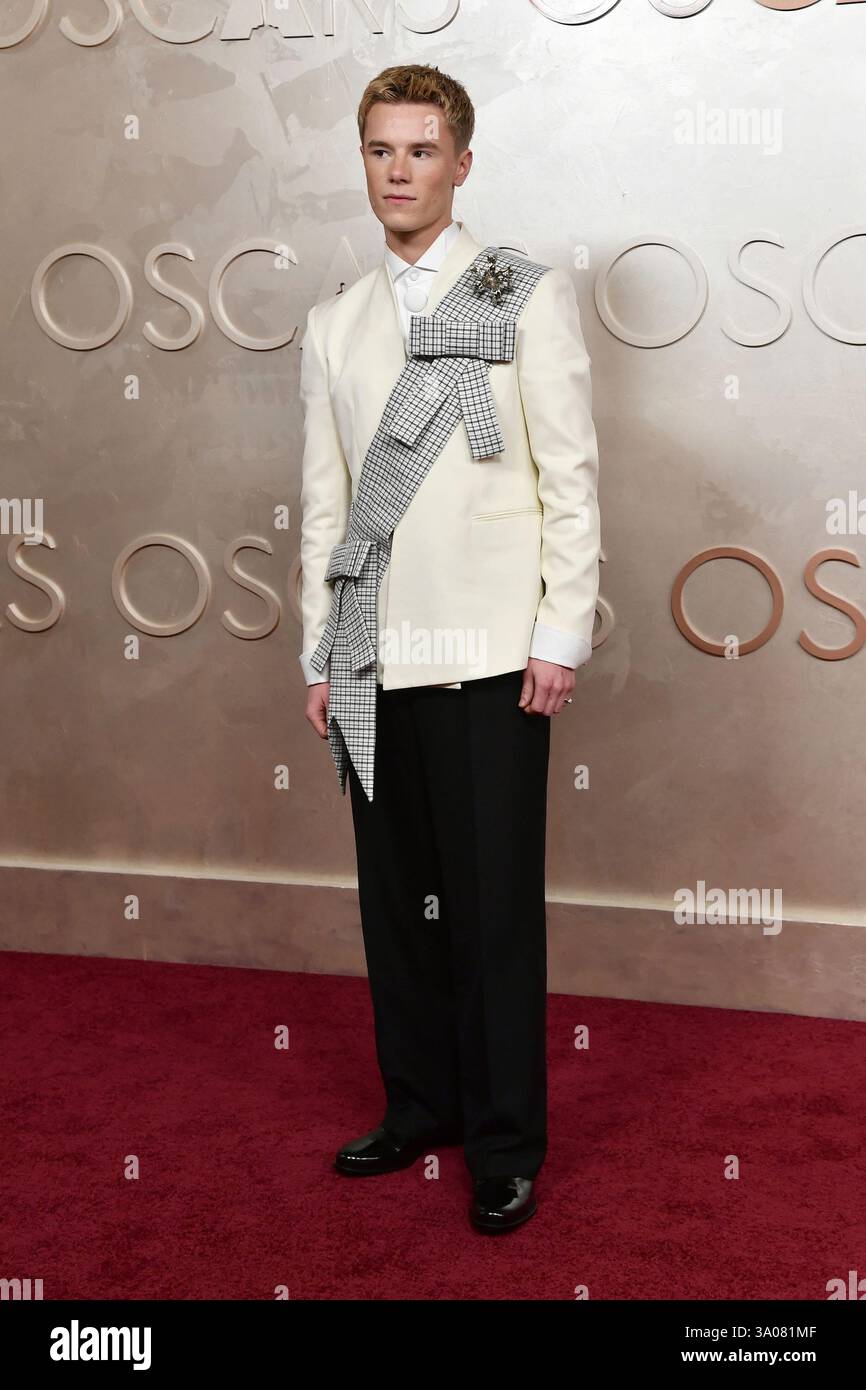 Edvin Ryding arrives at the Oscars on Sunday, March 2, 2025, at the ...