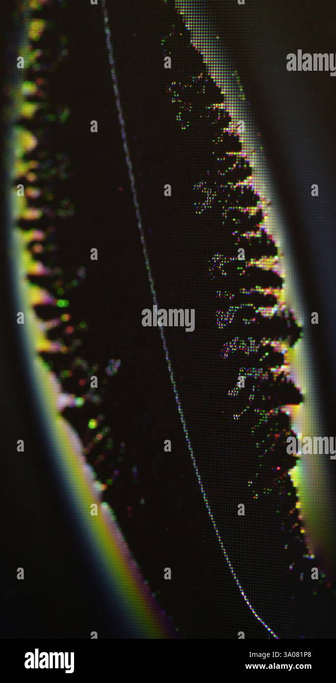 Screen glitch. Pixel texture. Defocused yellow green colorful ...