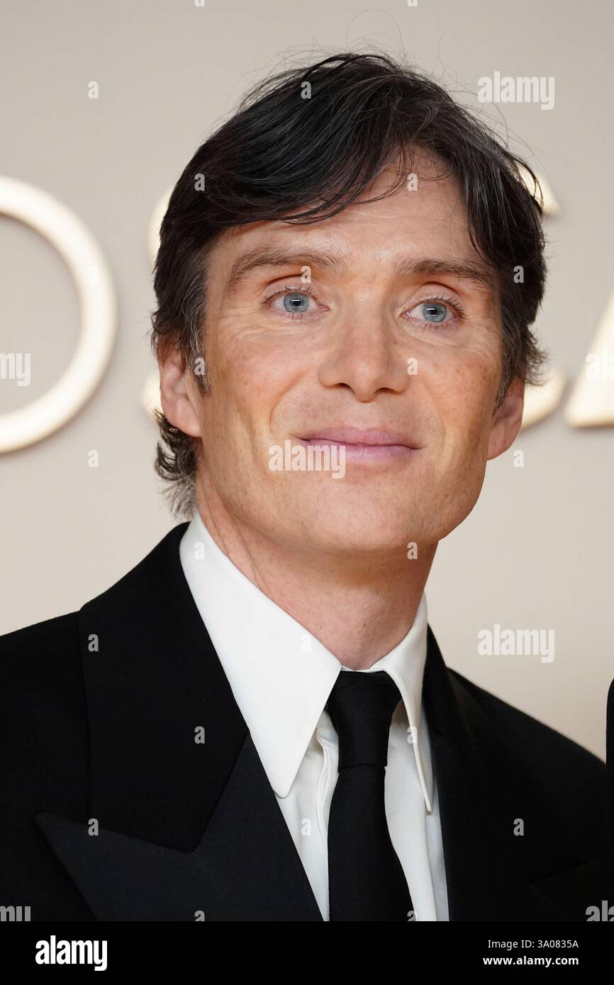 Cillian Murphy poses in the press room at the Oscars on Sunday, March 2, 2025, at the Dolby ...