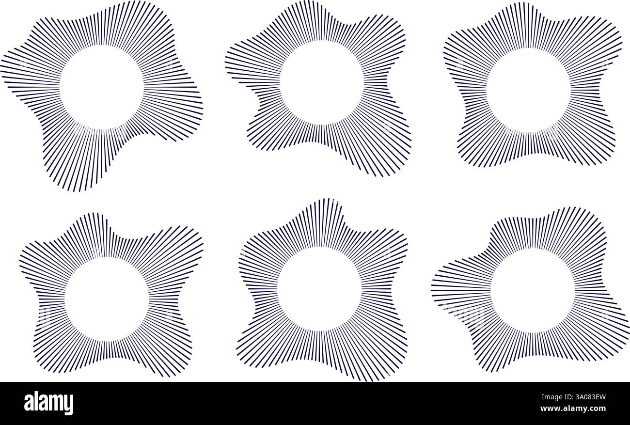 Sound wave, circular equalizer icons, round music soundwave shape ...