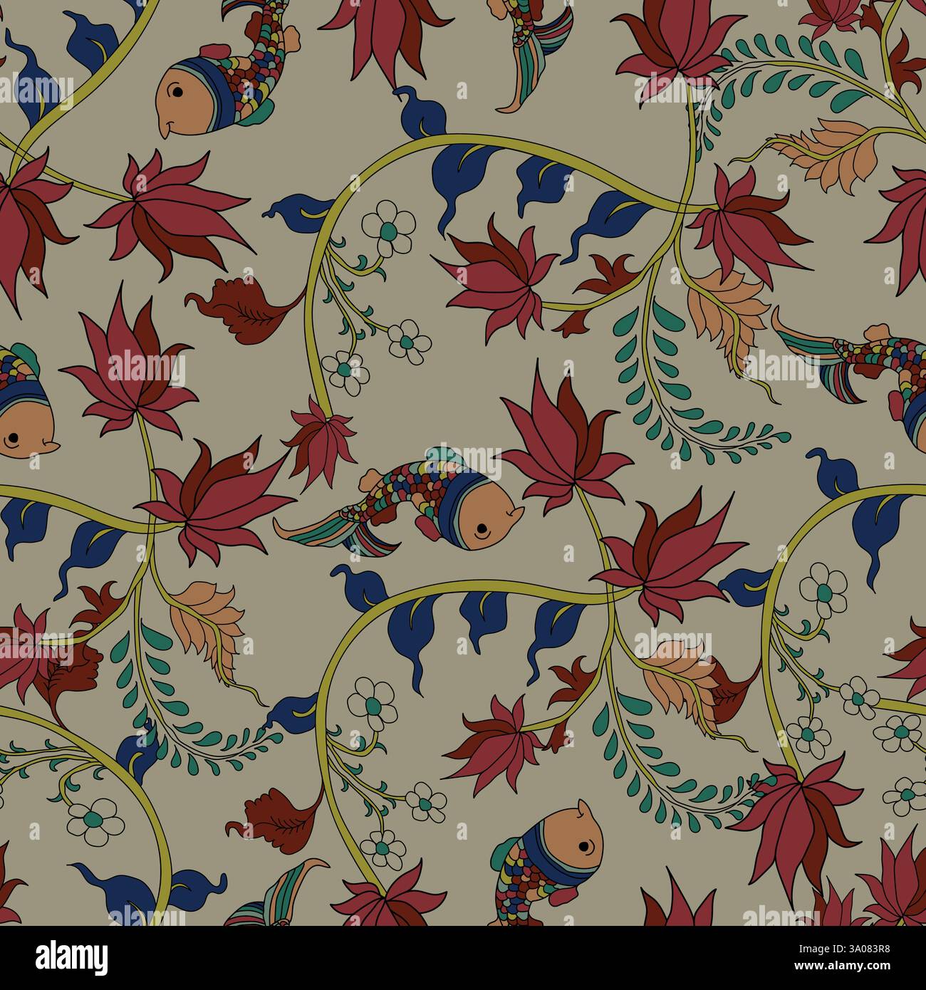 kalamkari Seamless Pattern For Back ground And Printing on Fabric ...