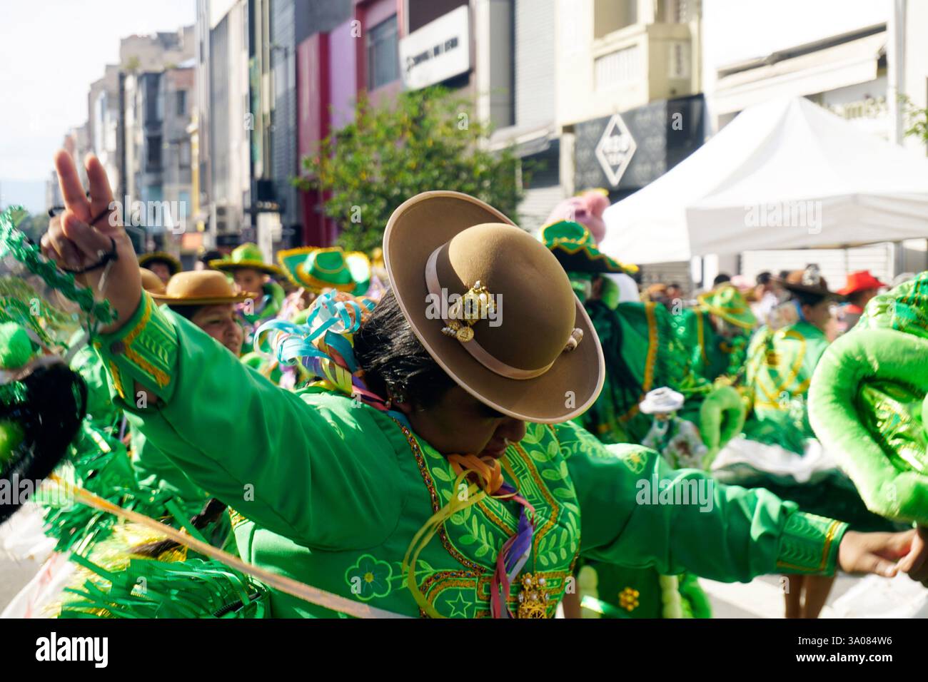 Bolivians Revelers dancing during the annual street block party know as ''Bolivian Carnival ...