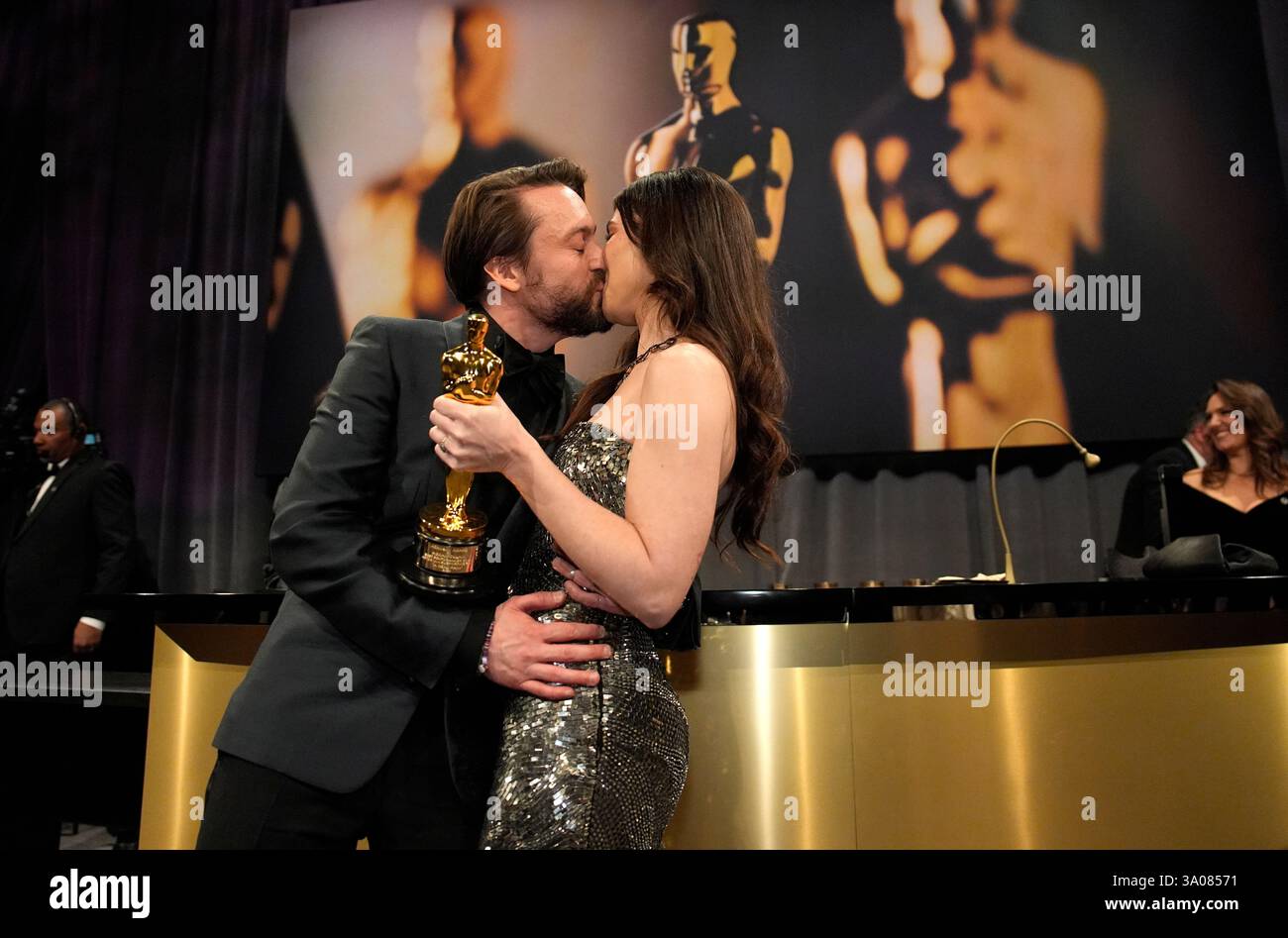 Kieran Culkin, left, winner of the award for best performance by an ...