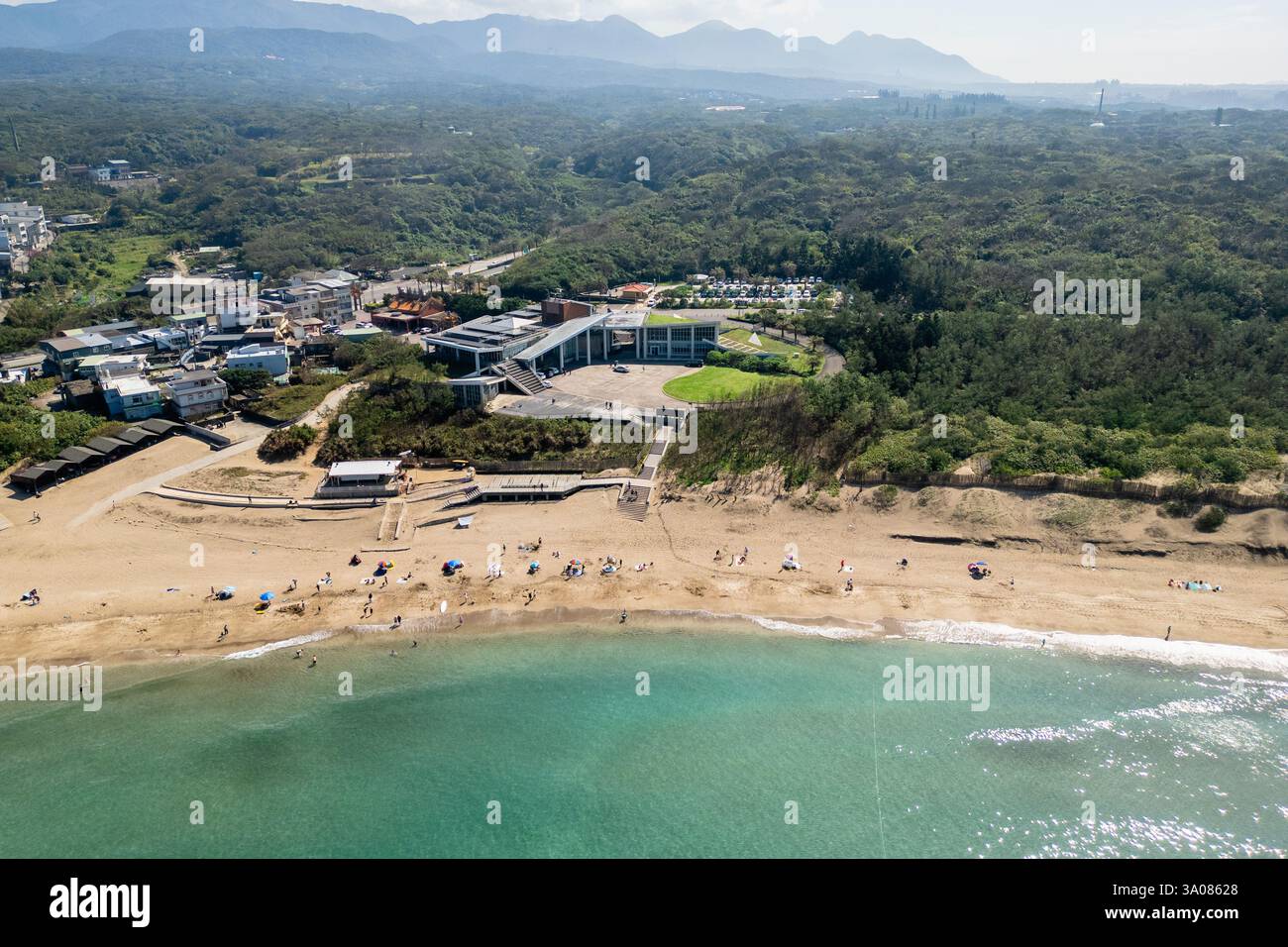 Aerial view of Baishawan, the White Sand Beach, located at new Taipei ...